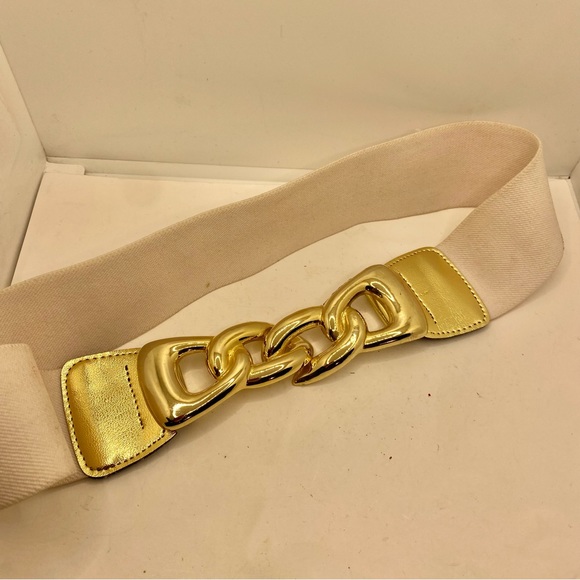 Accessories | Vintage White Webbing Belt With Faux Chain Closure | Poshmark